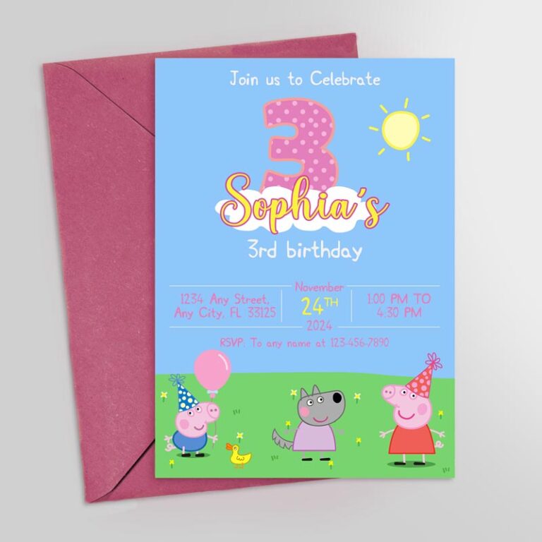 Peppa Pig Birthday Invitation | Digital Download - Designs4Celebrate