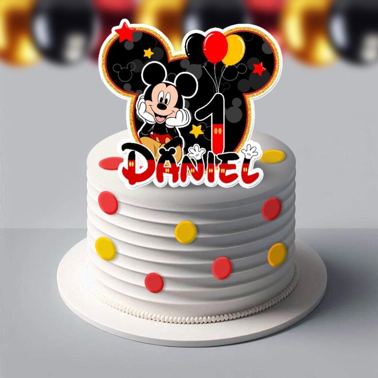 Mickey Mouse Cake Topper - Custom Name & Age - Designs4Celebrate