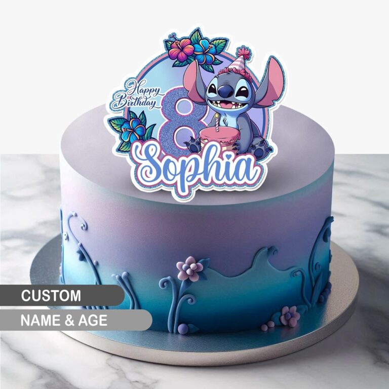 Custom Stitch Cake Topper Printable - Designs4Celebrate