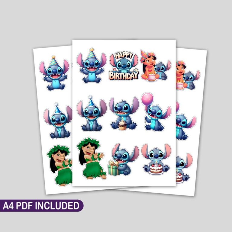 Custom Stitch Cake Topper Printable - Designs4Celebrate