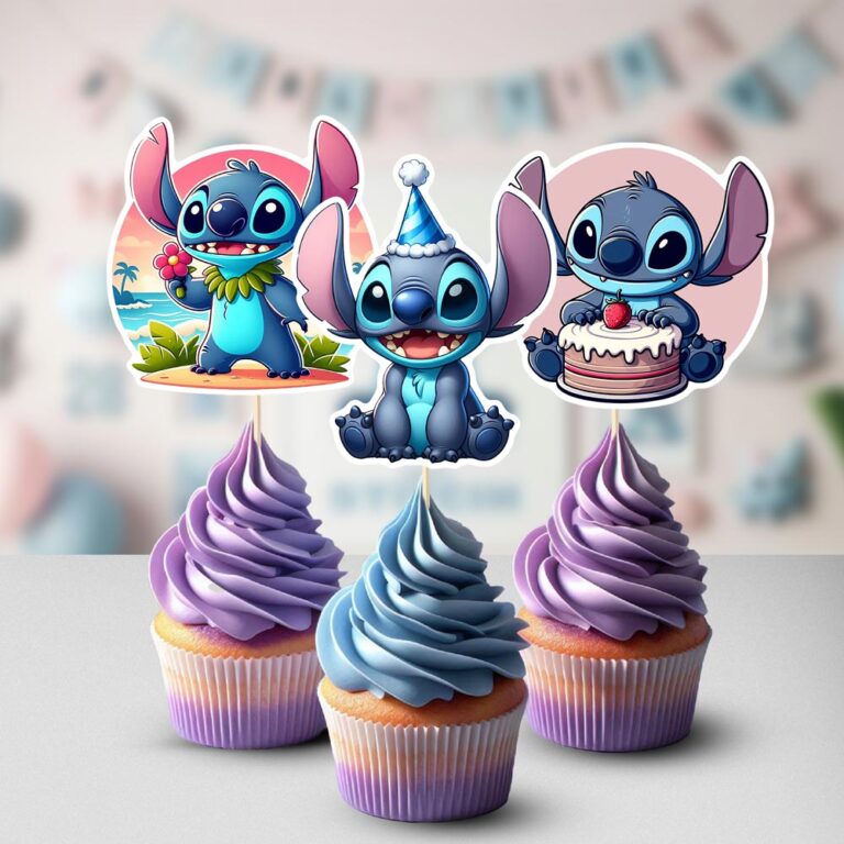 Printable Stitch Cupcake Toppers | Instant Download - Designs4Celebrate
