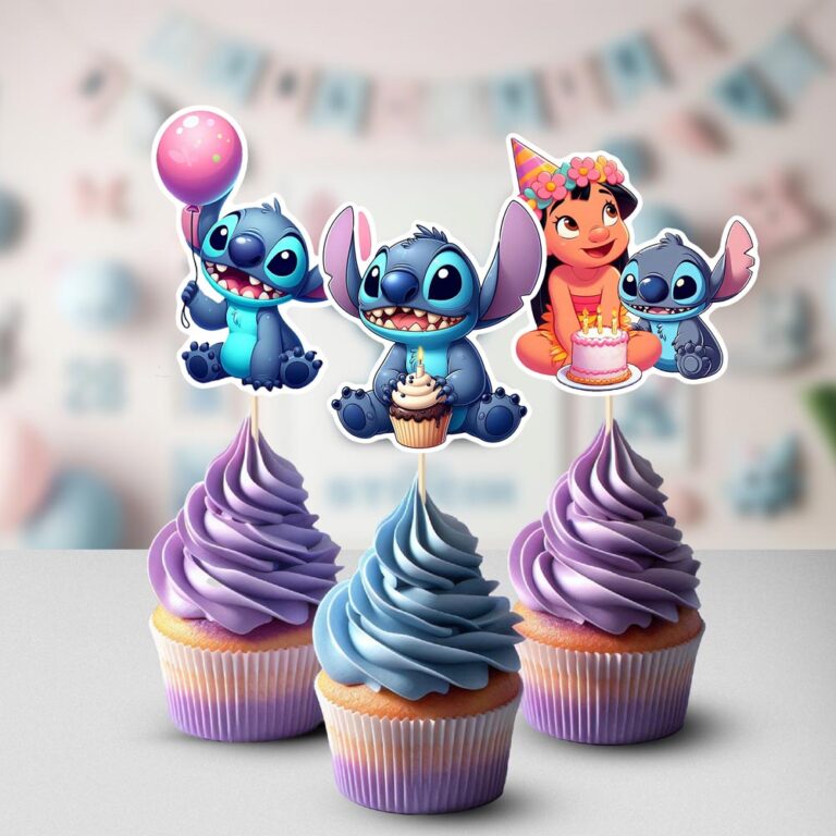 Custom Stitch Cake Topper Printable - Designs4Celebrate