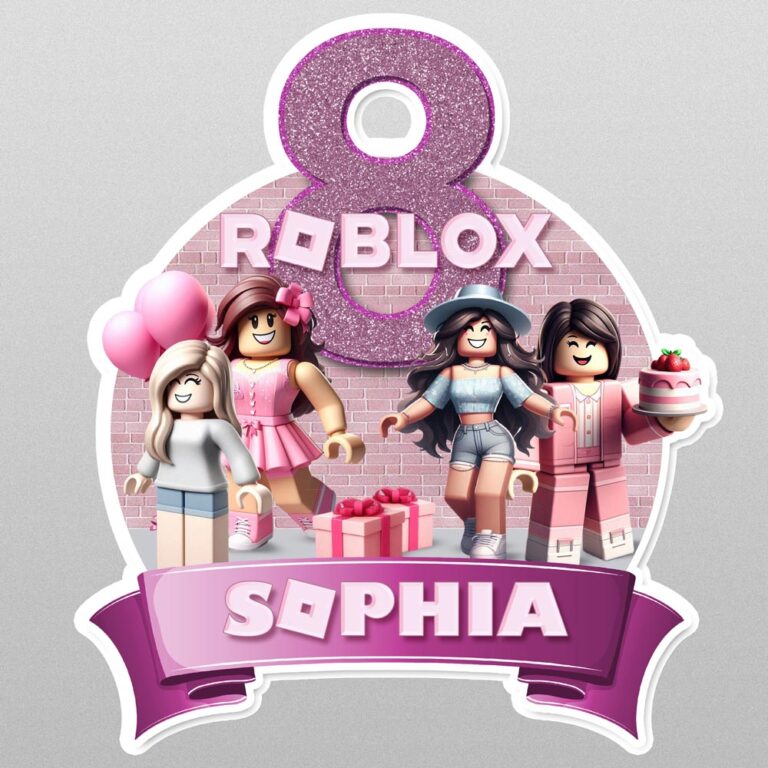 Pink Roblox Cake Topper Printable - Designs4Celebrate