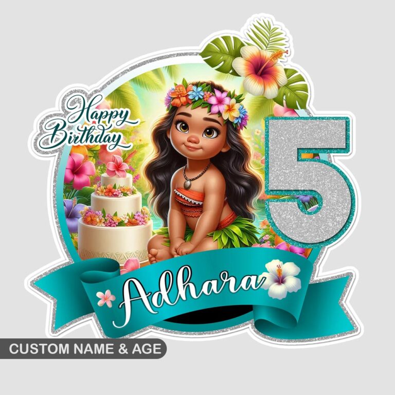 Personalized Moana Cake Topper Printable – Custom Name & Age ...